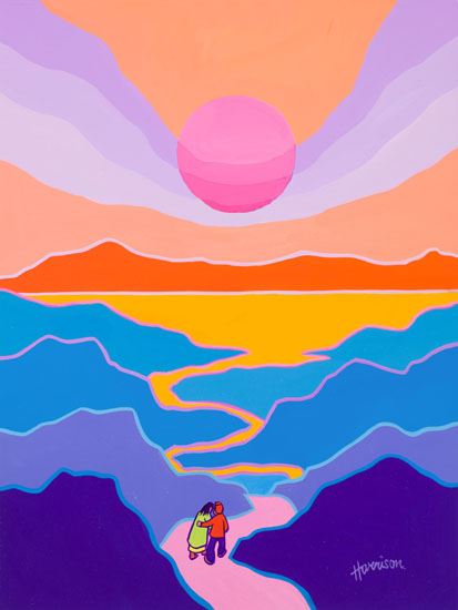 Ted Harrison | Evening Lovers Walk in the Wilderness (1988) | MutualArt