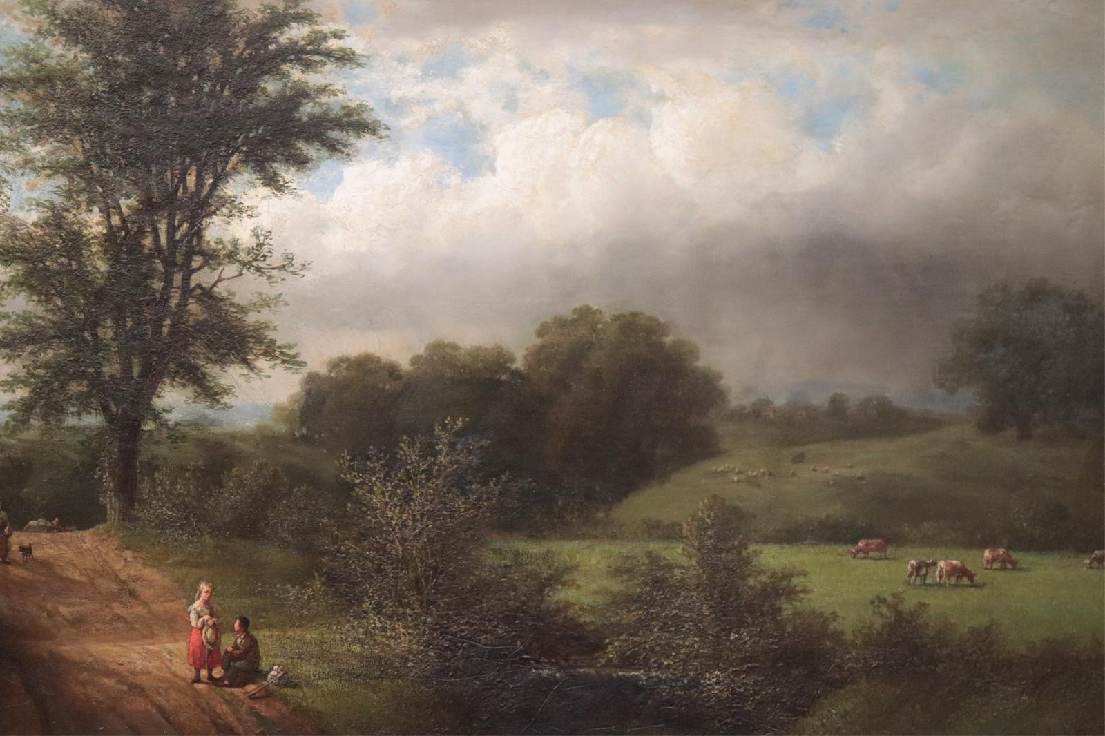 Isaac L. Williams | Expansive Landscape with Figures and Grazing Cattle ...