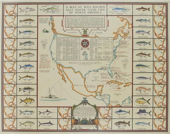 Richard Bishop | A Map of Well Known Salt Water Game Fish of North ...