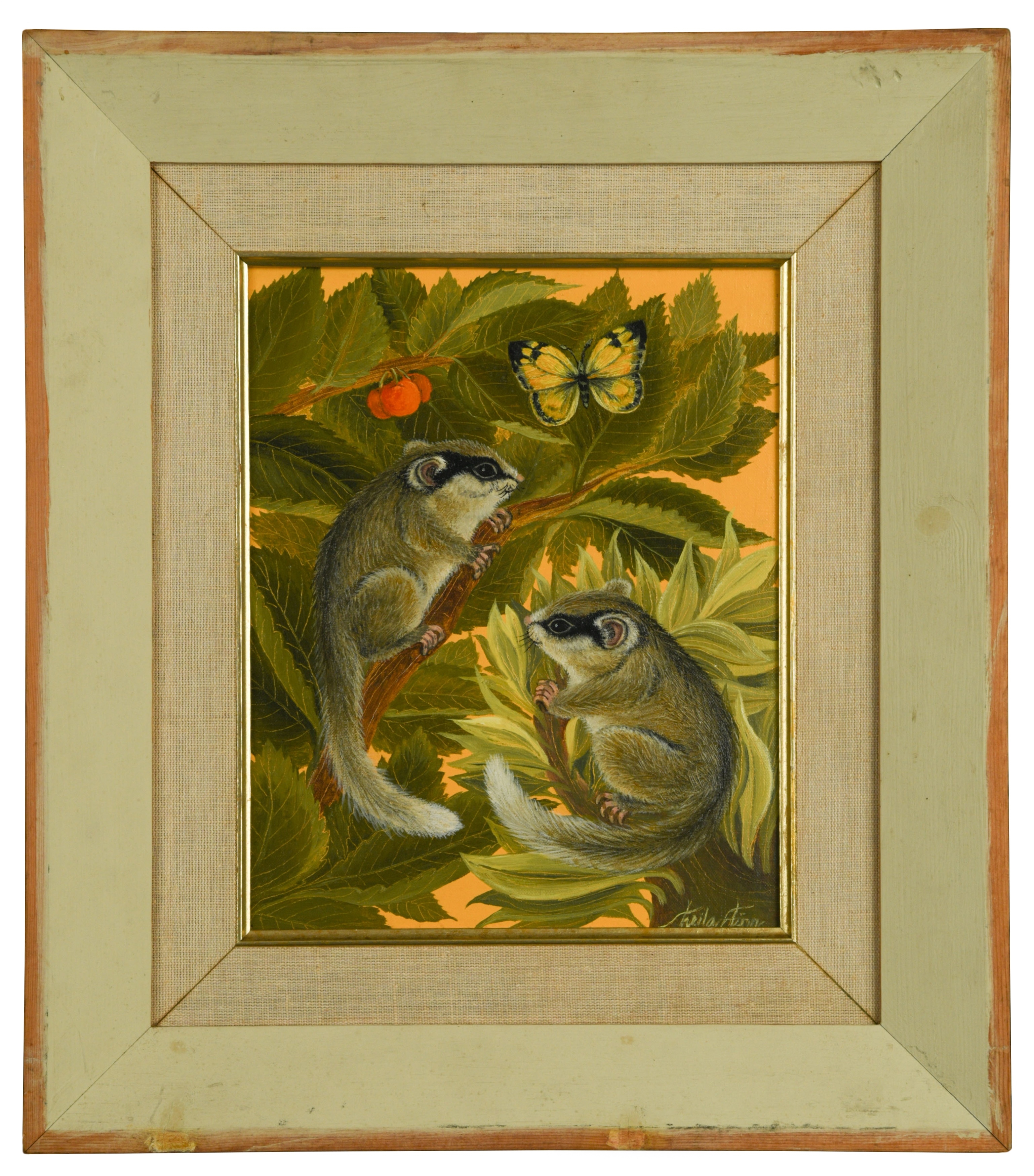 Sheila Flinn | Two dormice and a butterfly | MutualArt