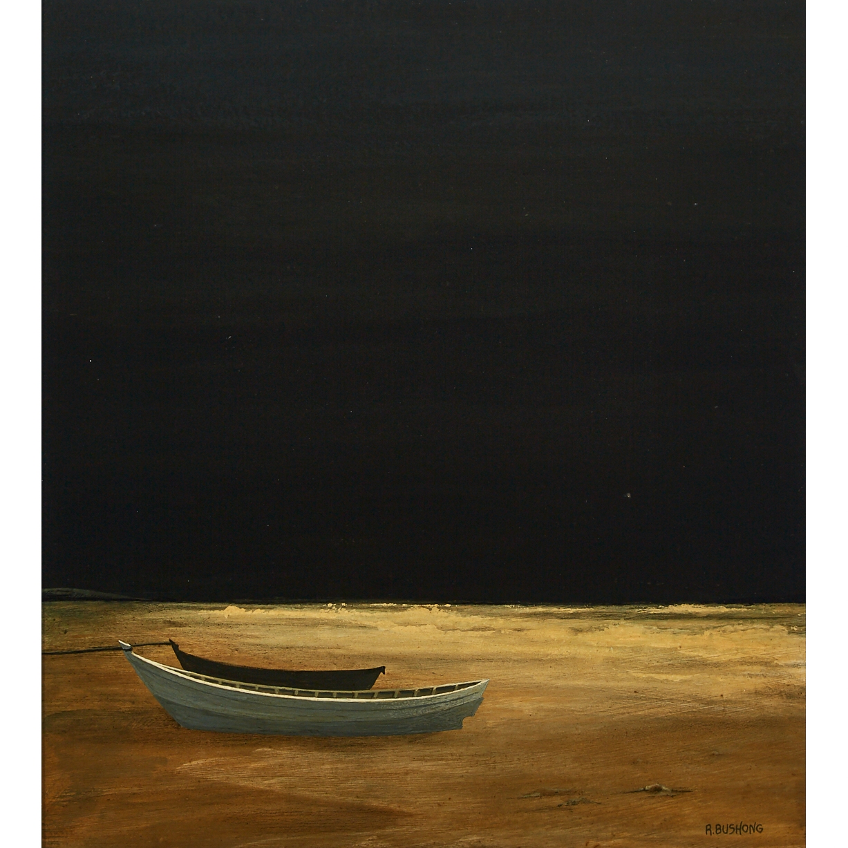 Robert Bushong | BEACHED BOATS AT NIGHT | MutualArt