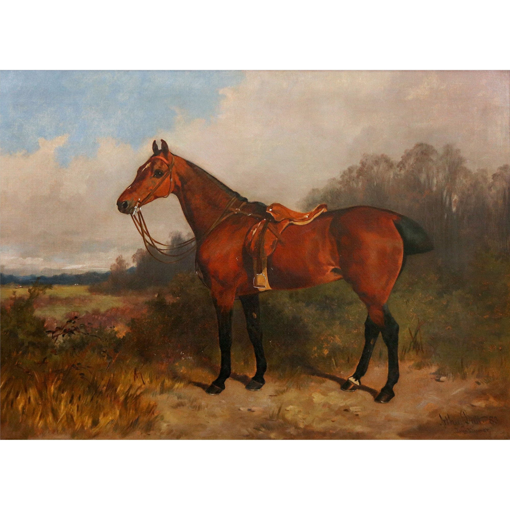 Arthur Batt | A girl with donkeys and a dog (1881) | MutualArt