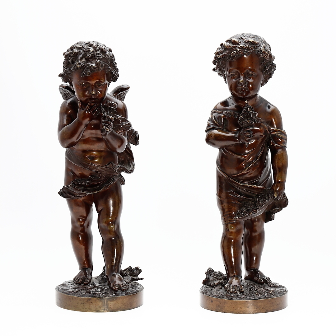 Jean Bulio | Two works: Cupid and Girl with flowers | MutualArt