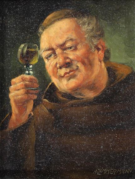 Alfred Zimmermann | Mönch bei Weinprobe | MutualArt