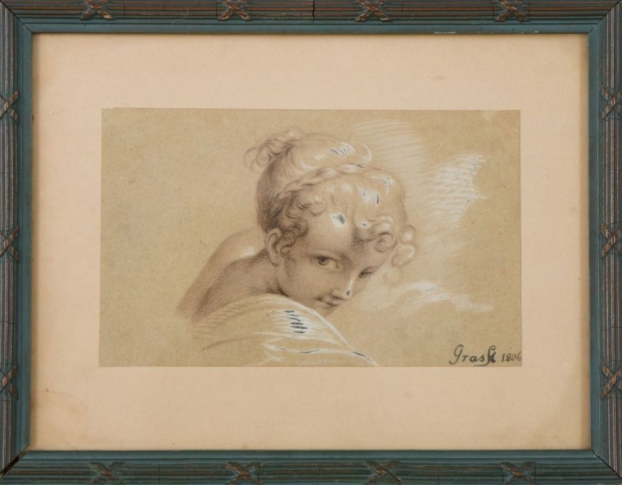 Józef Grassi | Porträt eines jungen Mädchens im Dreiviertelprofil, den ...