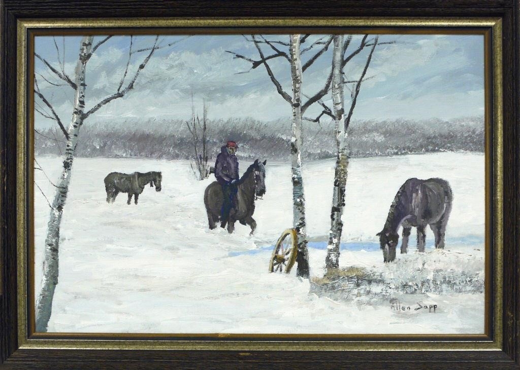 Allen Sapp | Untitled (Feeding the Horses) (1968) | MutualArt