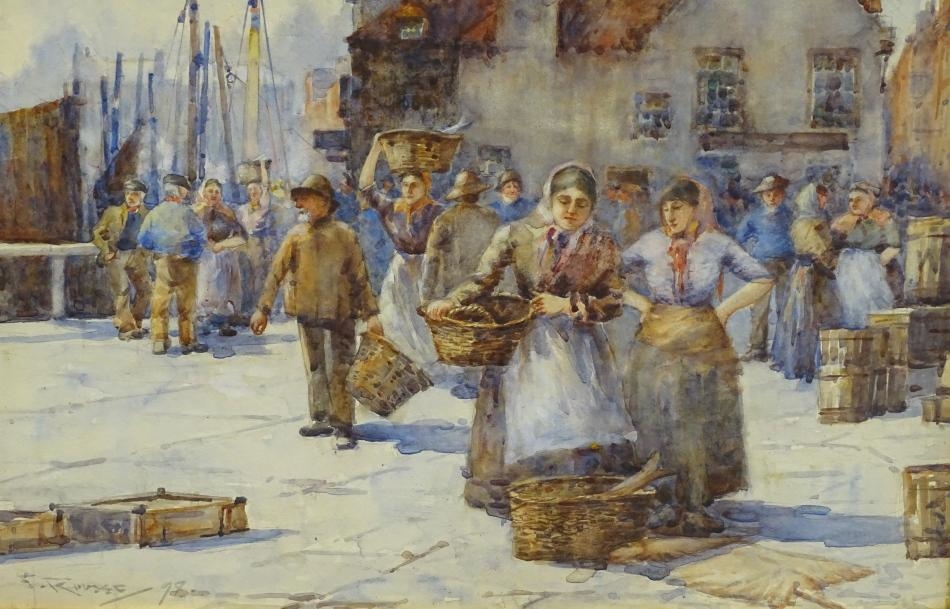 Frank Rousse | Whitby fish market (1898) | MutualArt
