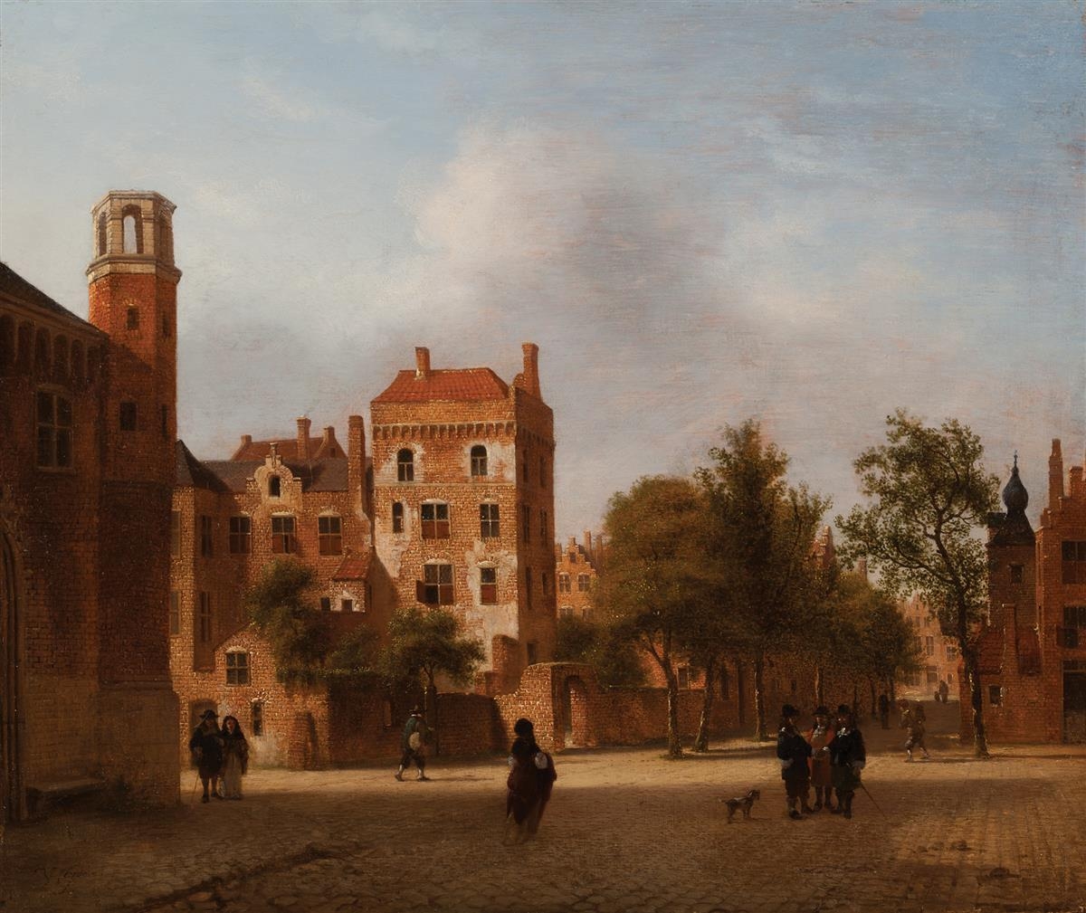 Jan van der Heyden | A wooded landscape with a figure in a park | MutualArt