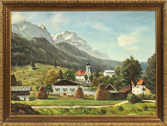 Anso Weise | VILLAGE OF GARMISCH AND PEAK ZUGSPITZ | MutualArt