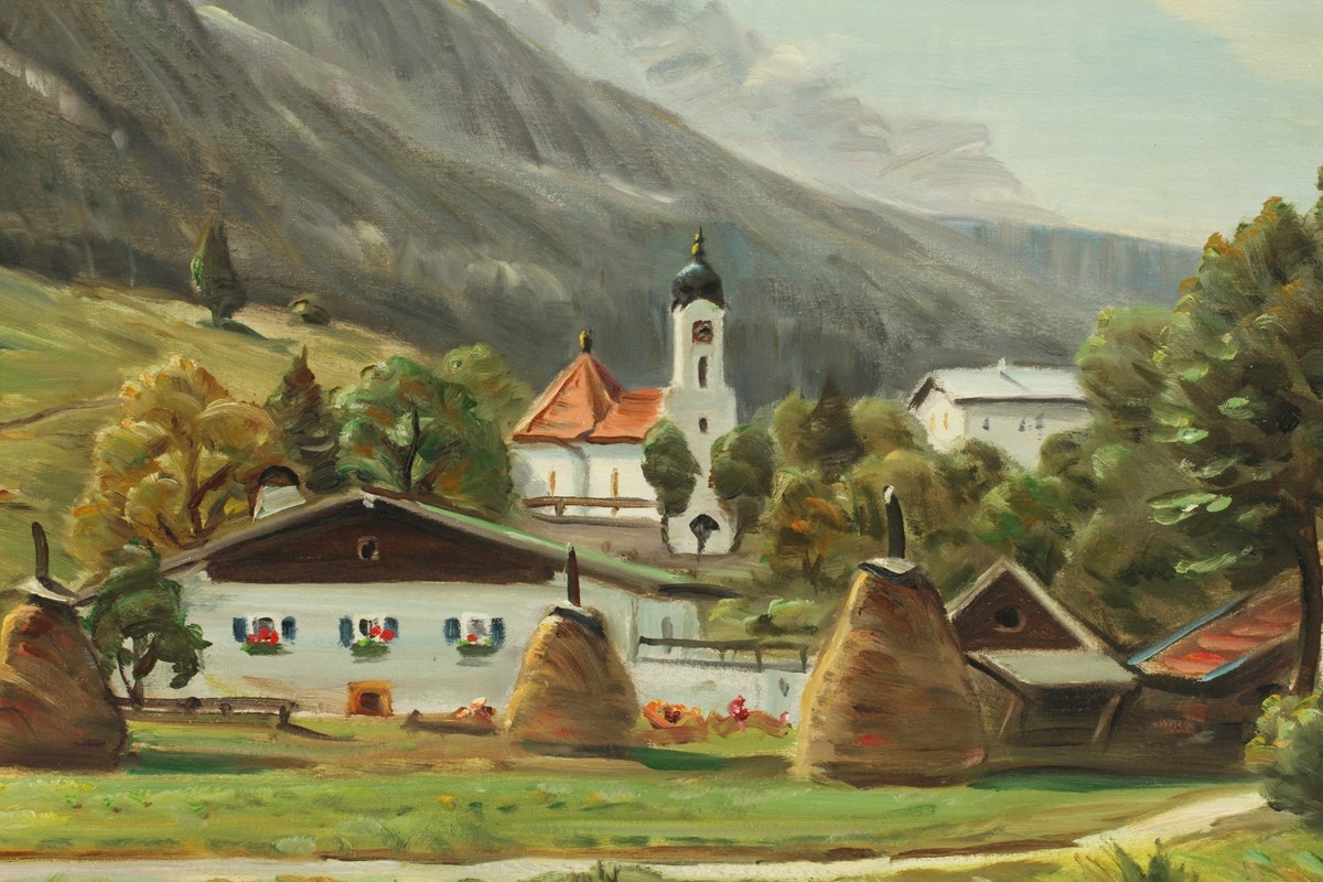 Anso Weise | VILLAGE OF GARMISCH AND PEAK ZUGSPITZ | MutualArt