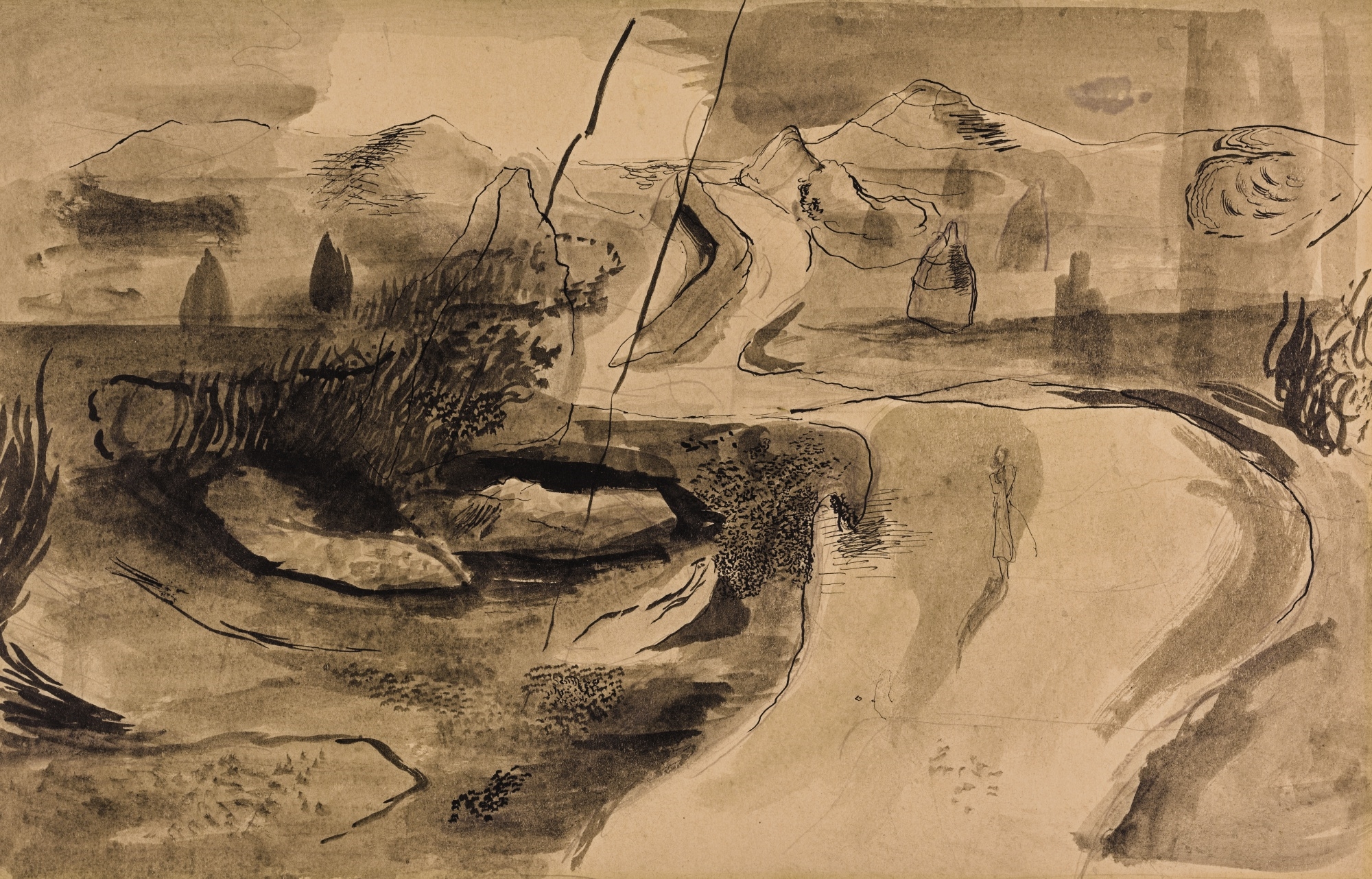 Graham Sutherland | ROAD WITH ROCKS (1935) | MutualArt