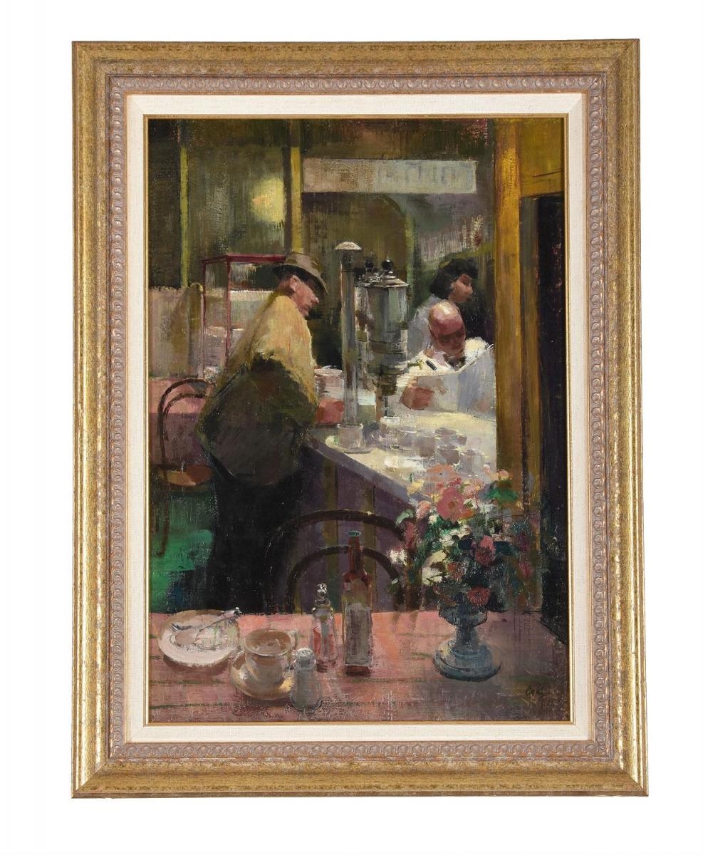 Leslie Cole | Figures in a tearoom | MutualArt