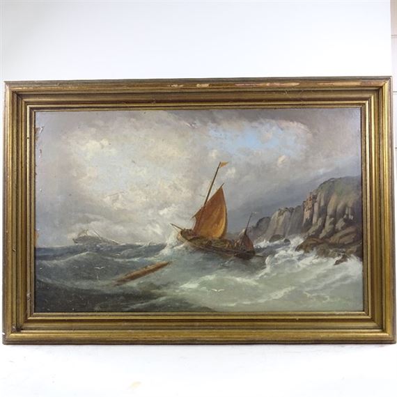 H. Williams | Shipwreck off the rocks | MutualArt