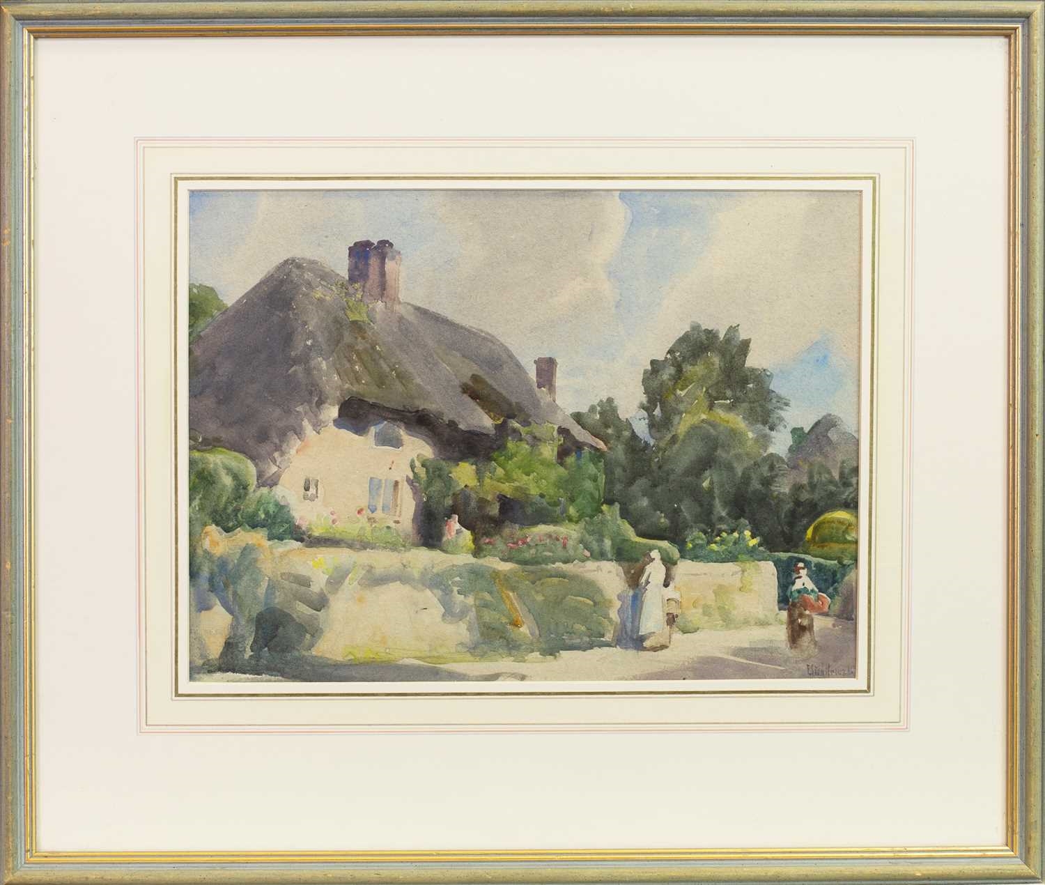 Fred Stratton | FIGURES BY A THATCHED COTTAGE | MutualArt