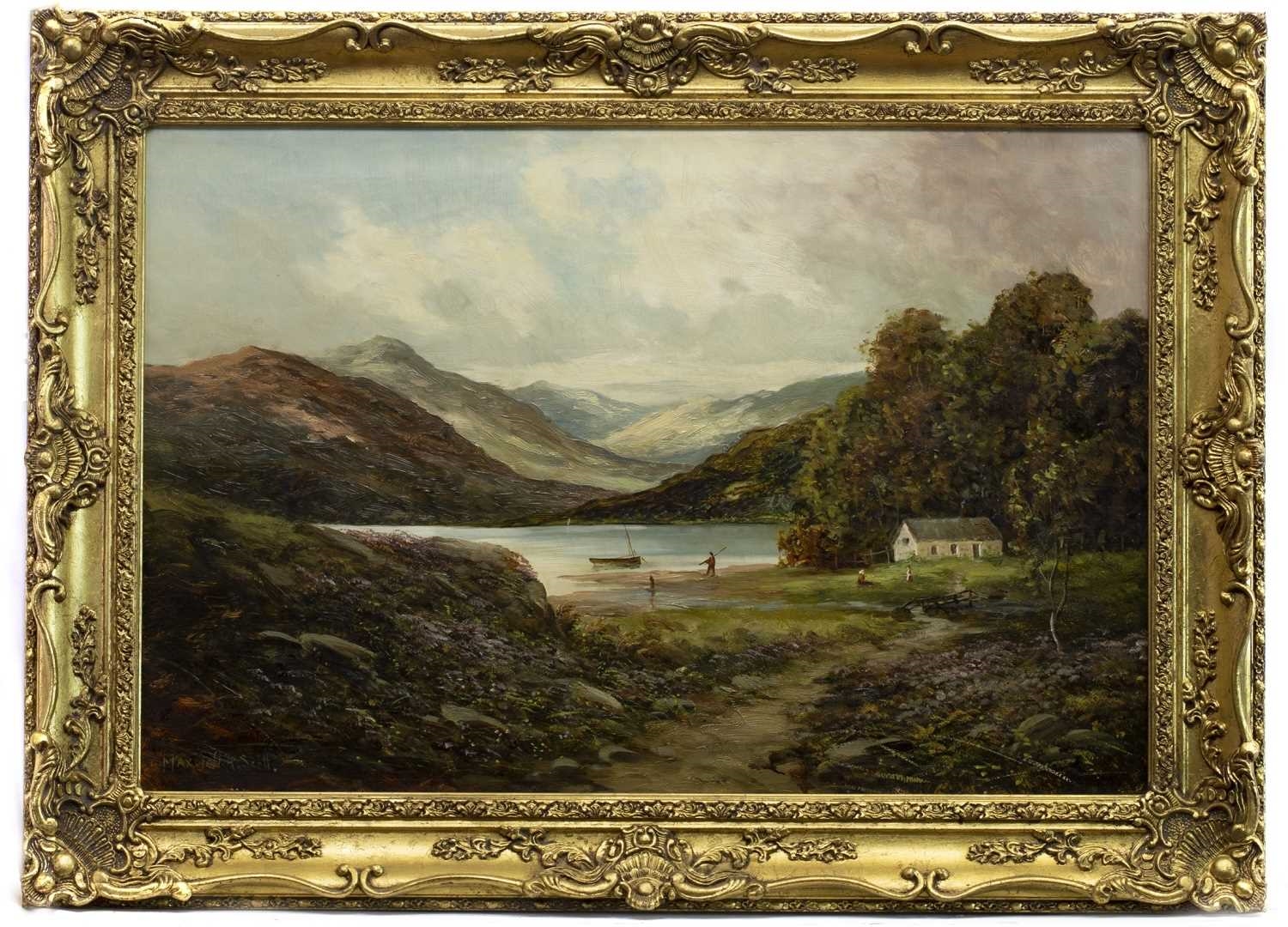 Maxwell A. Scott | LOCH SCENE WITH CROFT | MutualArt