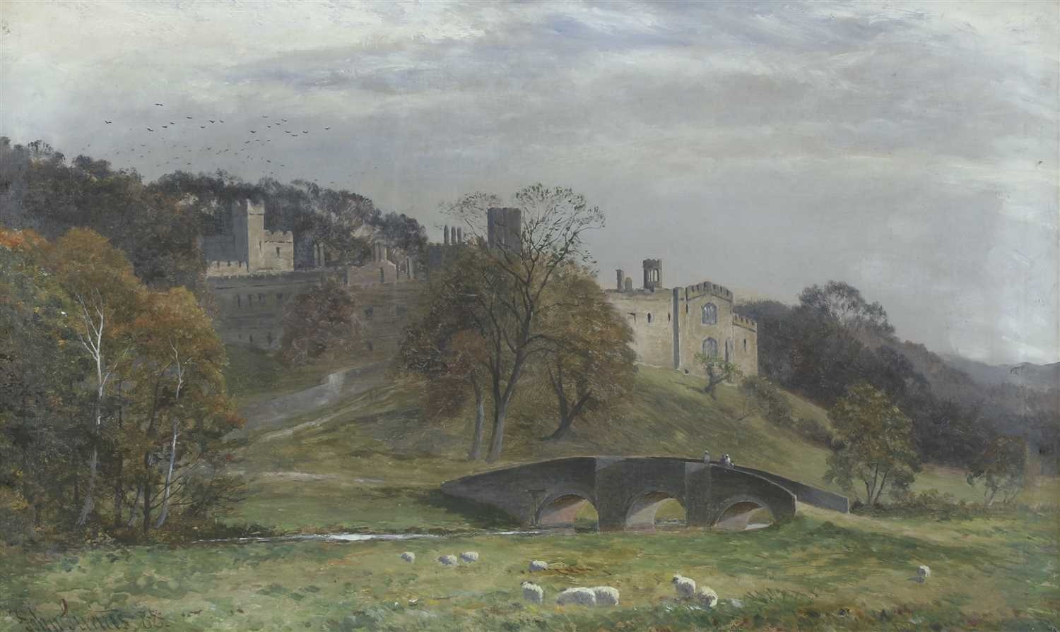 John Surtees | A VIEW OF HADDON HALL, DERBYSHIRE, WITH THE BRIDGE AND ...