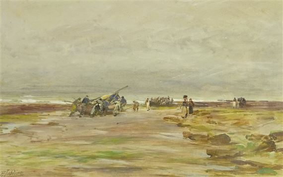 Robert Jobling | Launching the Cobles (1914) | MutualArt