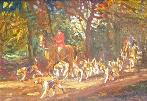Geoffrey Mortimer | Riding to Hounds Through Woodland | MutualArt