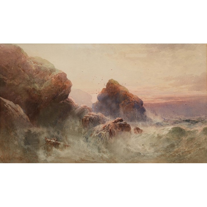 William Cook of Plymouth | Dawn and rough seas (1878) | MutualArt