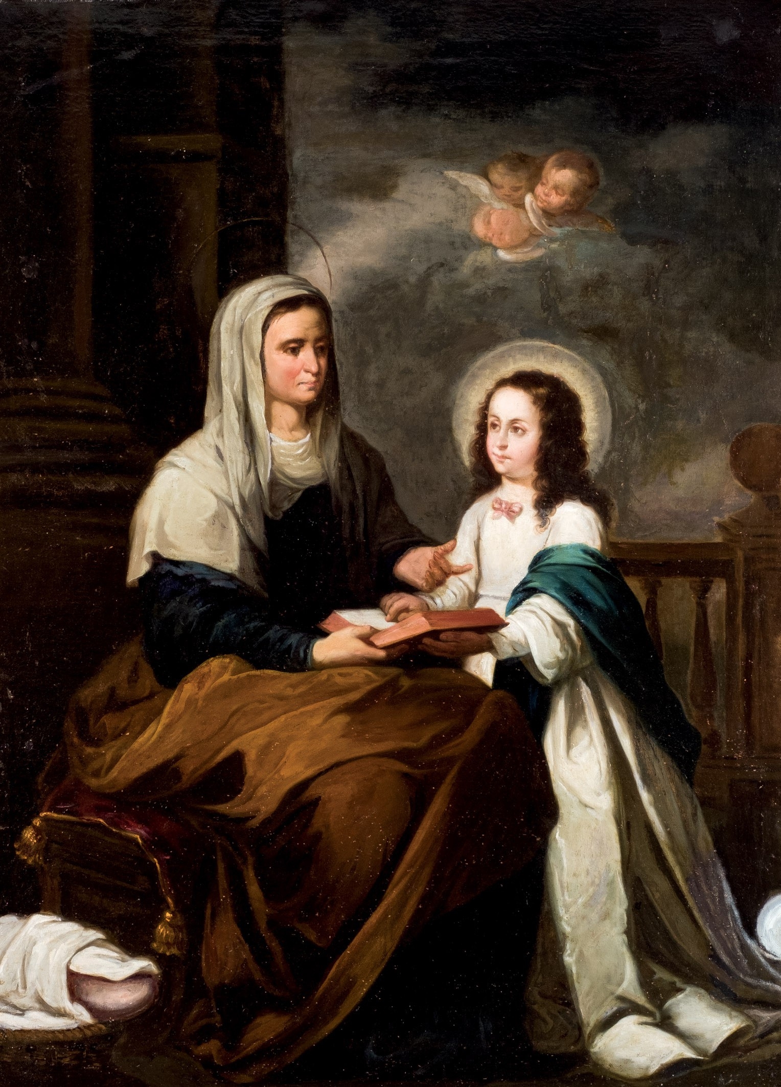 Spanish School, 19th Century | Santa Ana enseñando a leer a la Virgen ...