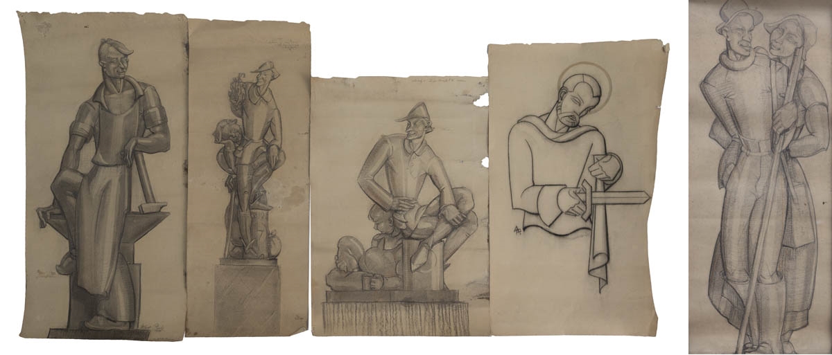 Albert Poels | Set of five preparatory drawings | MutualArt