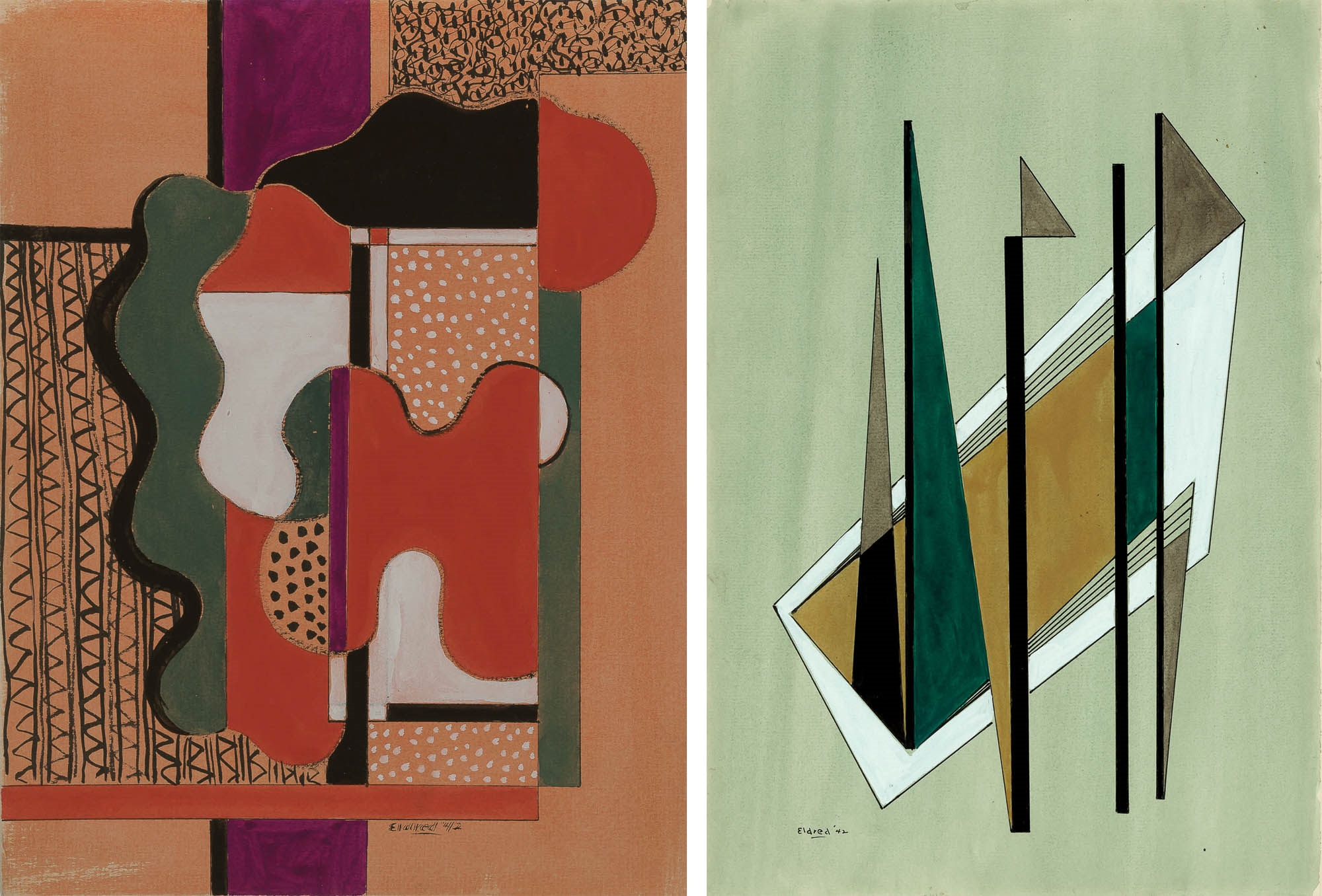 Thomas Eldred | Modernist Compositiion with Green, Rose and Red (1941 ...