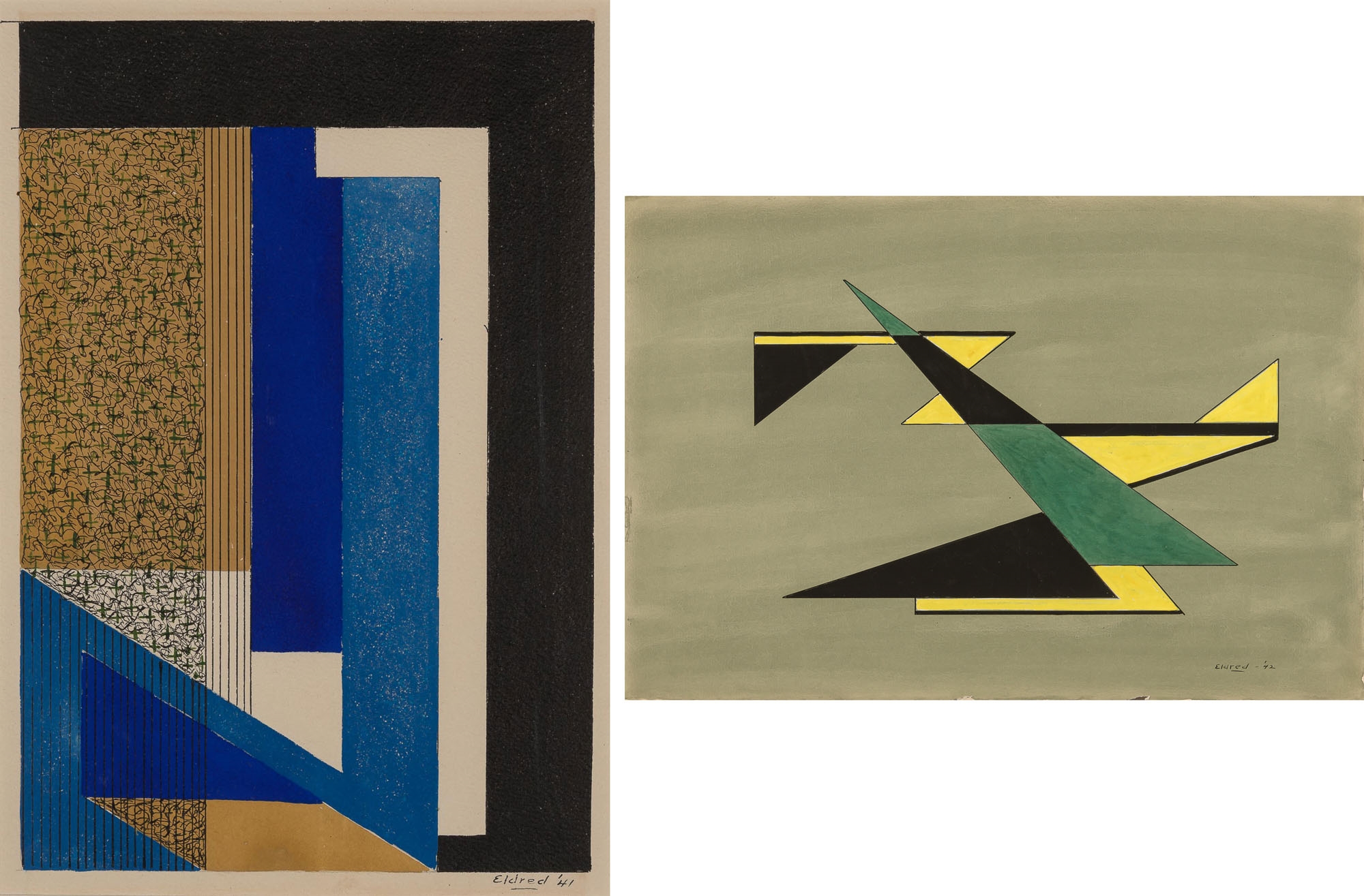 Thomas Eldred | Modernist Compositiion with Green, Rose and Red (1941 ...