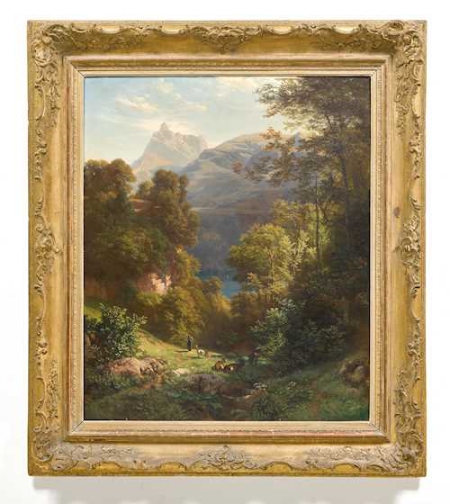 Johann Gottfried Steffan | Mountain landscape with herders and goats by ...