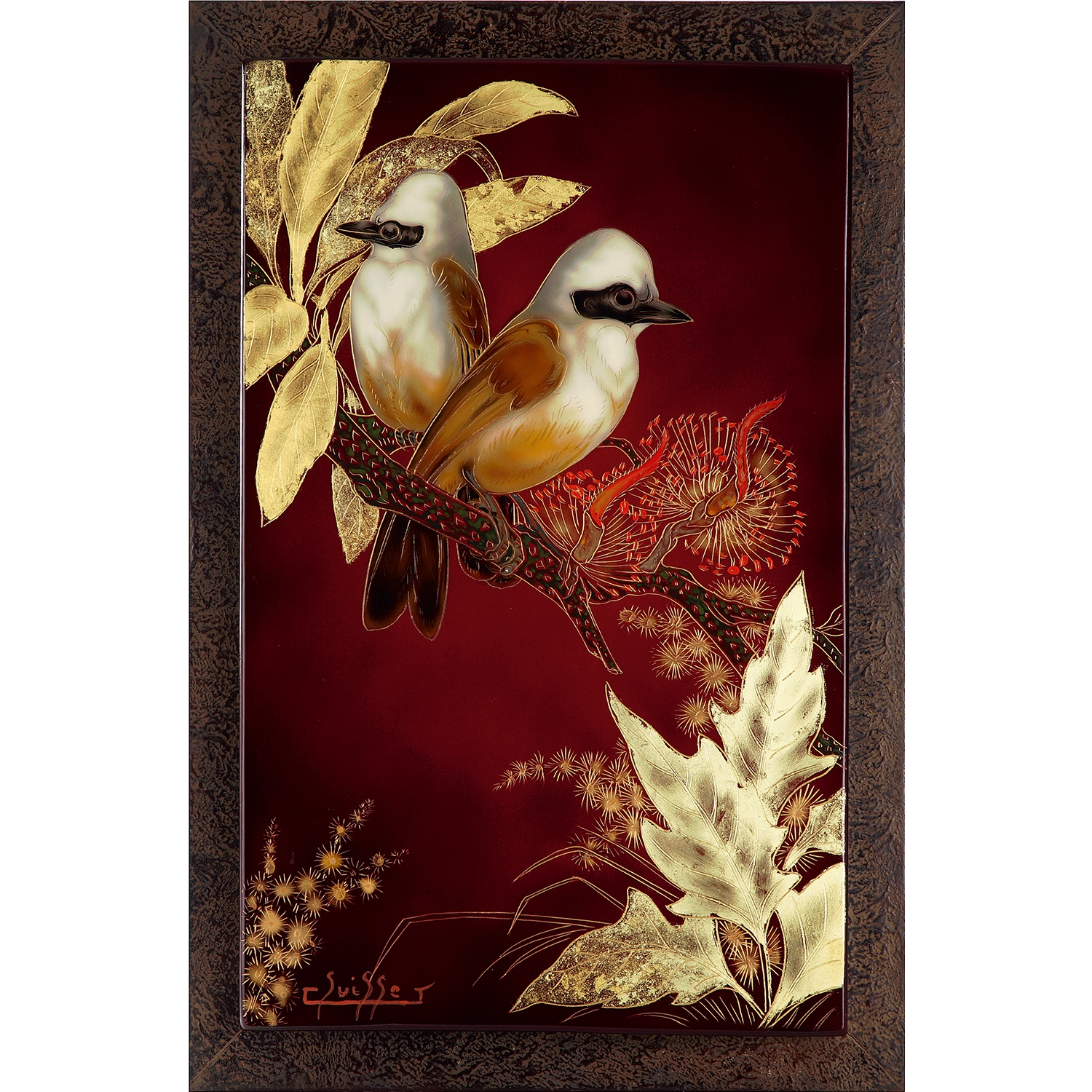 Gaston Suisse | Panneau rectangulaire en laque à décor de garulax dans ...