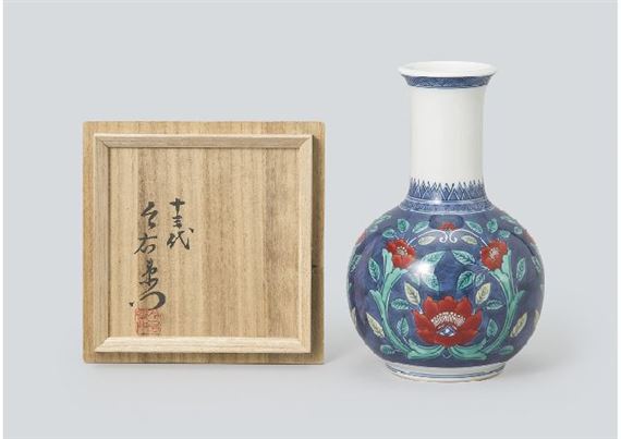 Imaizumi Imaemon | Iro-nabeshima vase depicting Chinese flower | MutualArt