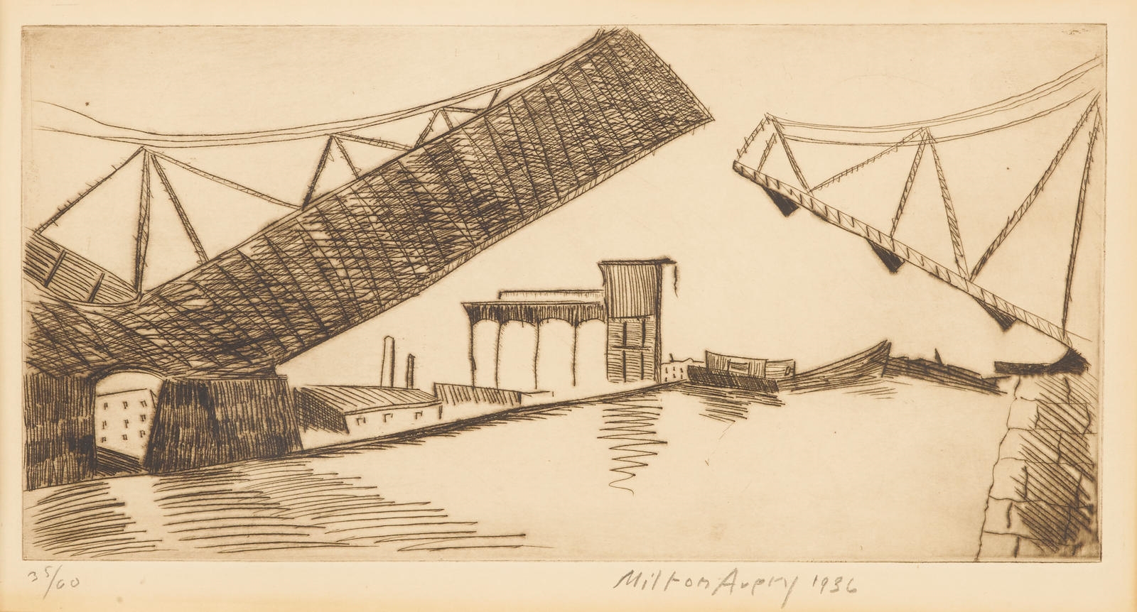 Milton Avery | Drawbridge (The Harlem River Bridge) (1936) | MutualArt