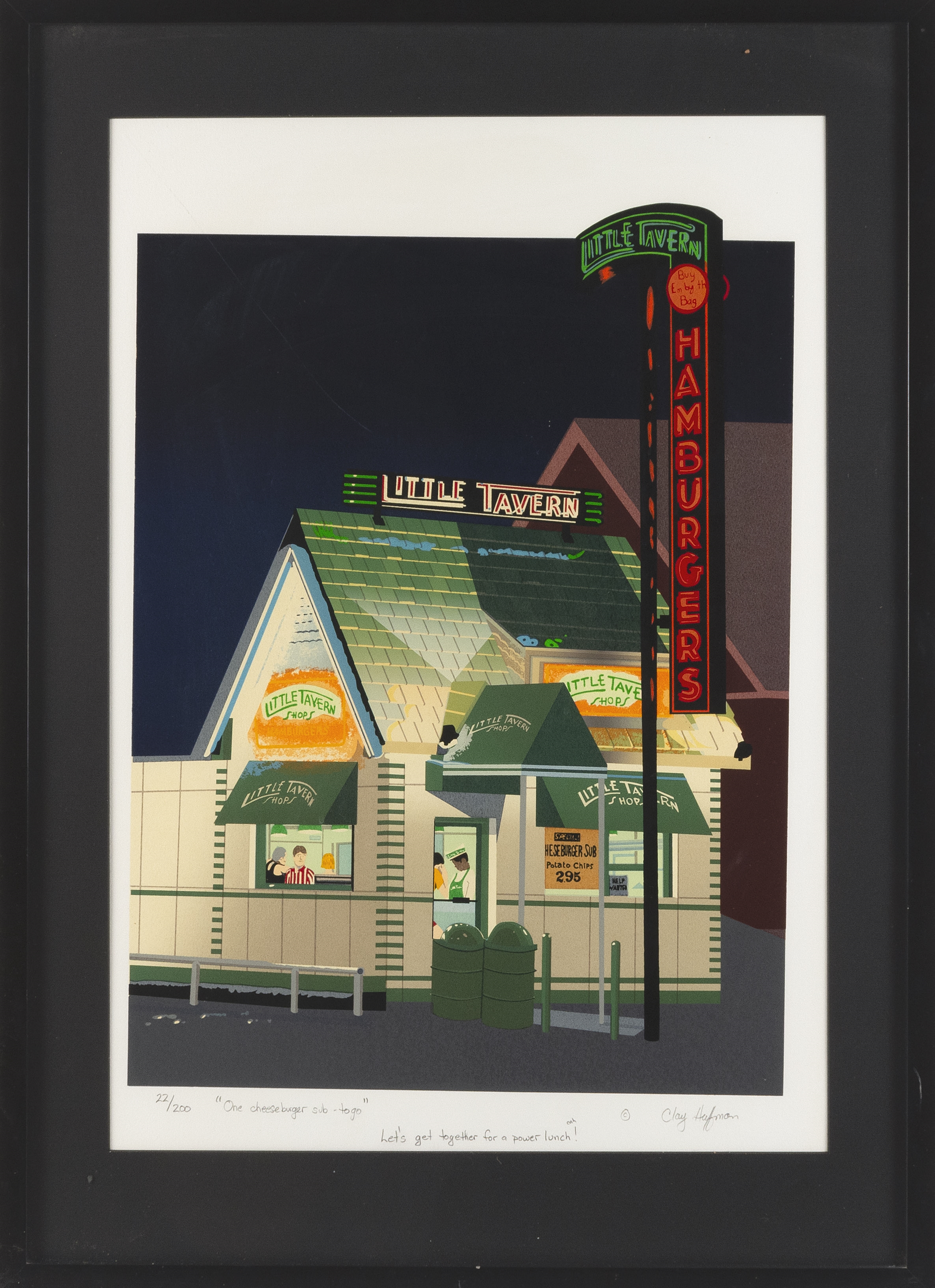Clay Huffman | Serigraph on paper One cheeseburger sub - to go | MutualArt