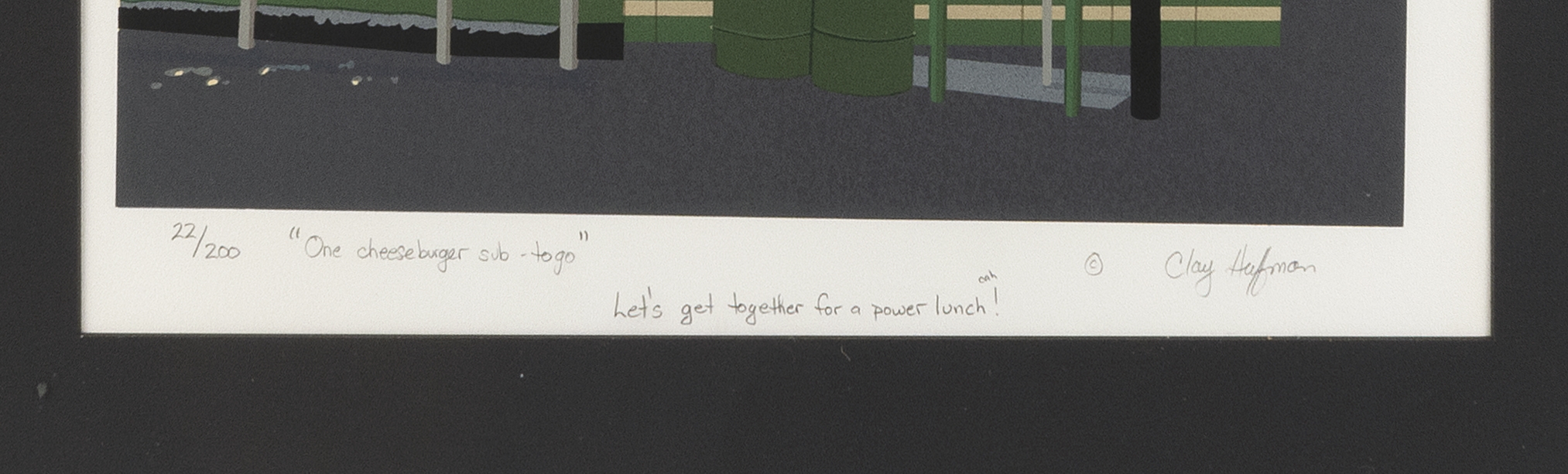 Clay Huffman | Serigraph on paper One cheeseburger sub - to go | MutualArt