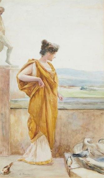 Alfonso Savini | Olympian study of a maiden in drapery | MutualArt