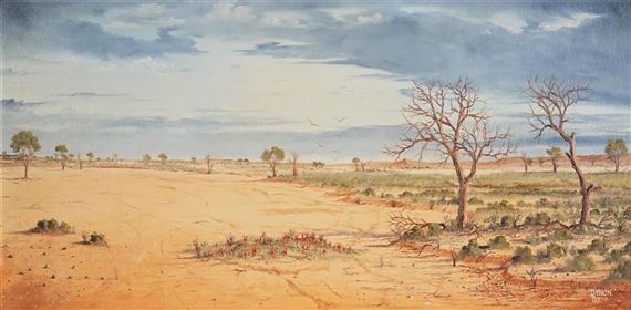 John Dynon | Dry Lake Bed via Broken Hill (1989) | MutualArt