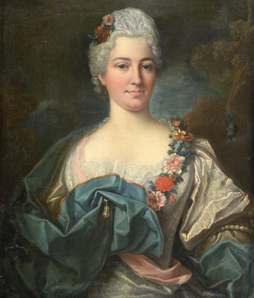 Jean-Marc Nattier | Portrait of a lady wearing a powdered wig | MutualArt