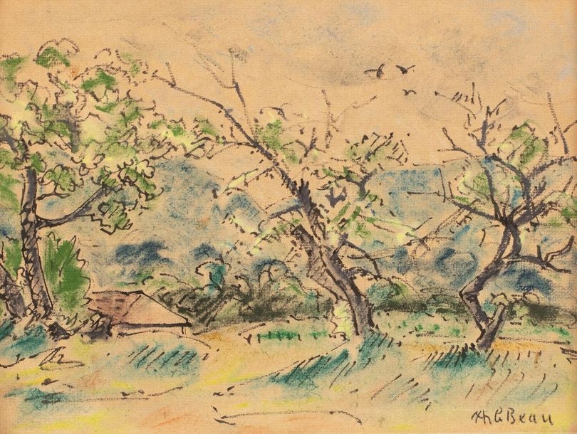 Alcide Marie Le Beau | Paysage aux poiriers | MutualArt