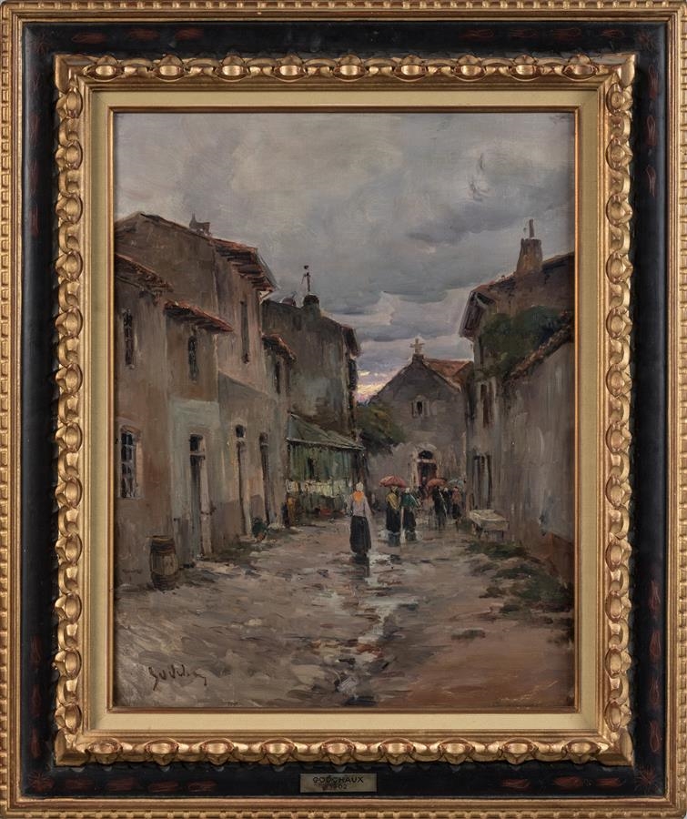 Alfred Godchaux | L'ENTRÉE DANS L'ÉGLISE SOUS LA PLUIE | MutualArt