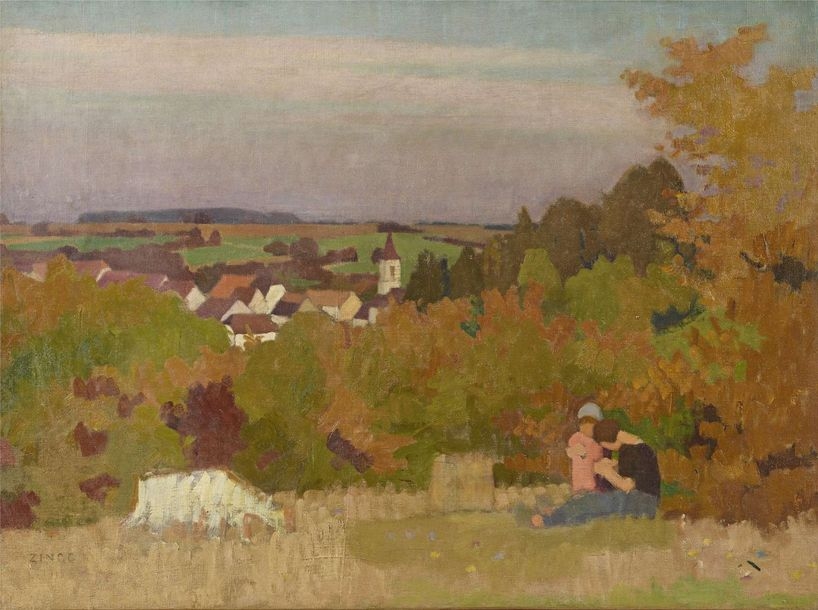 Jules Émile Zingg | La famille du peintre dans un champ | MutualArt