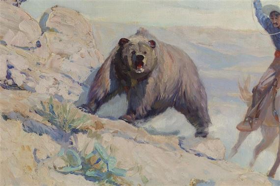 W. Herbert Dunton | Mexican Vaqueros roping Brown Bears | MutualArt