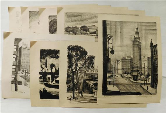 Martin Linsey | Eight works: '' Original Lithographs of Cleveland'' (8 ...