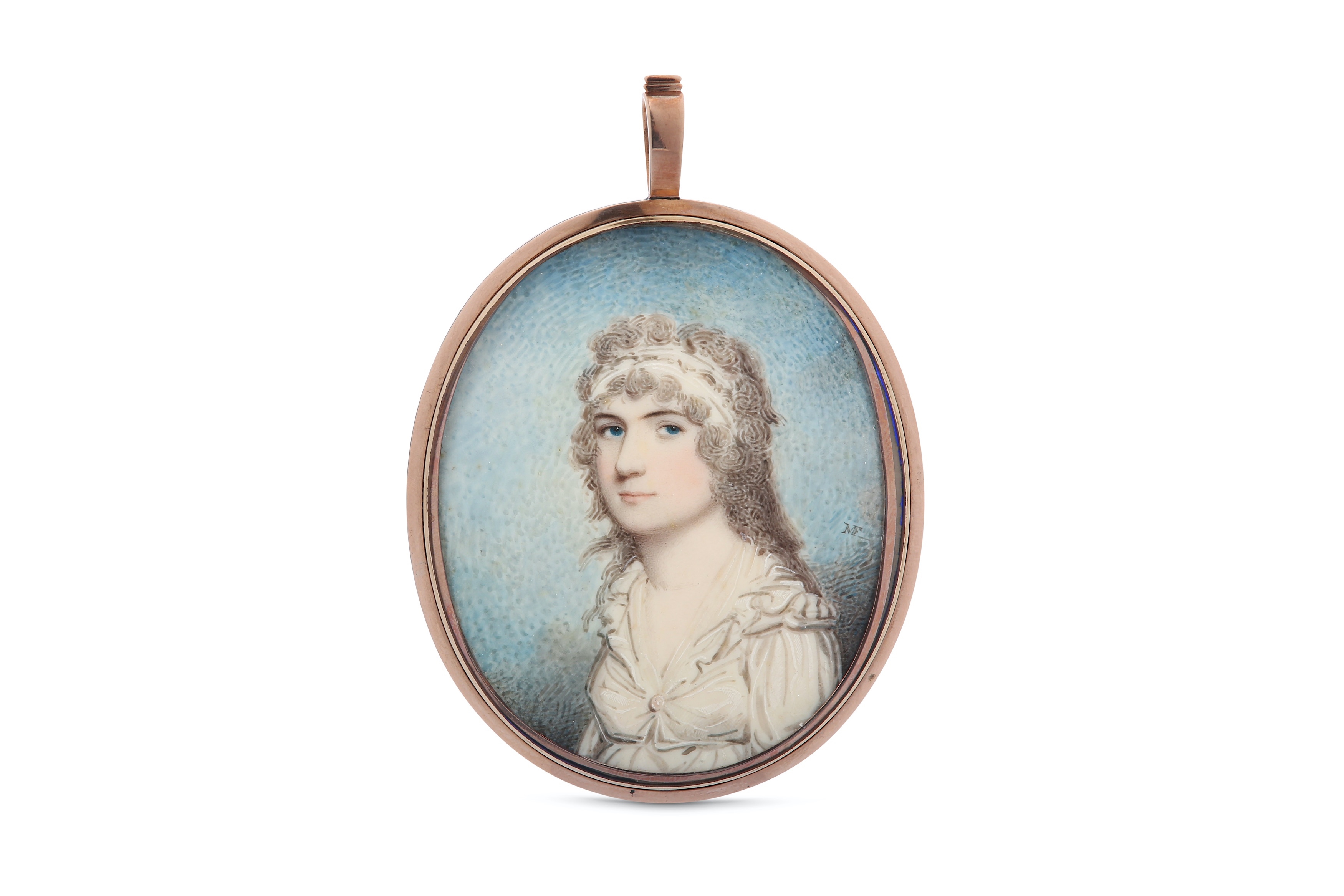 Matthias Finucane | Portrait miniature of Lady wearing a white dress ...