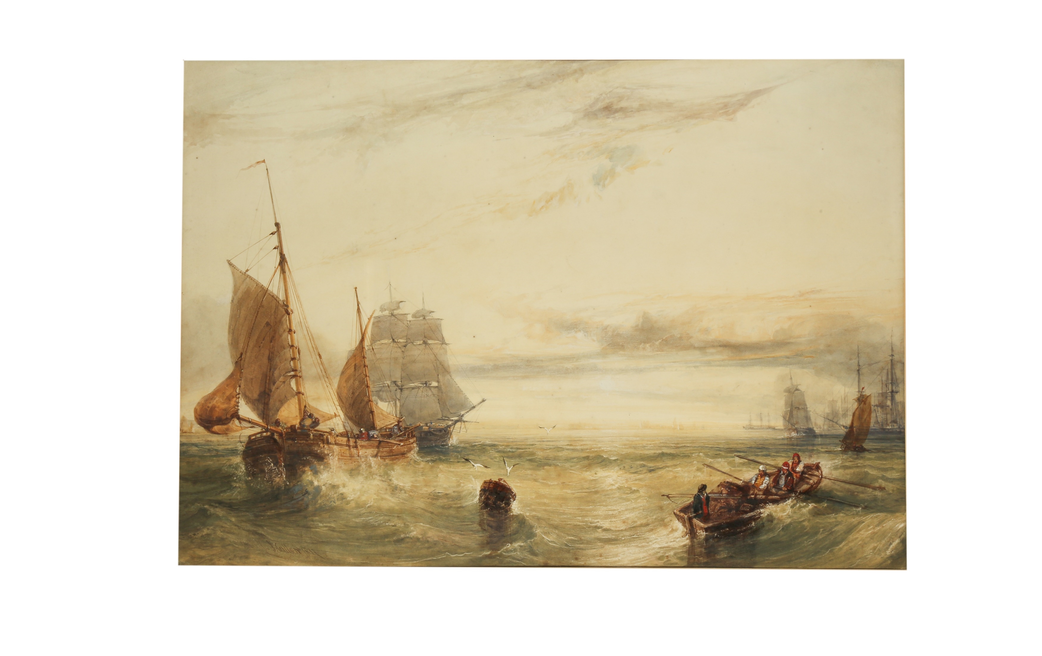 William Callow | Shipping at the mouth of a river (1837) | MutualArt