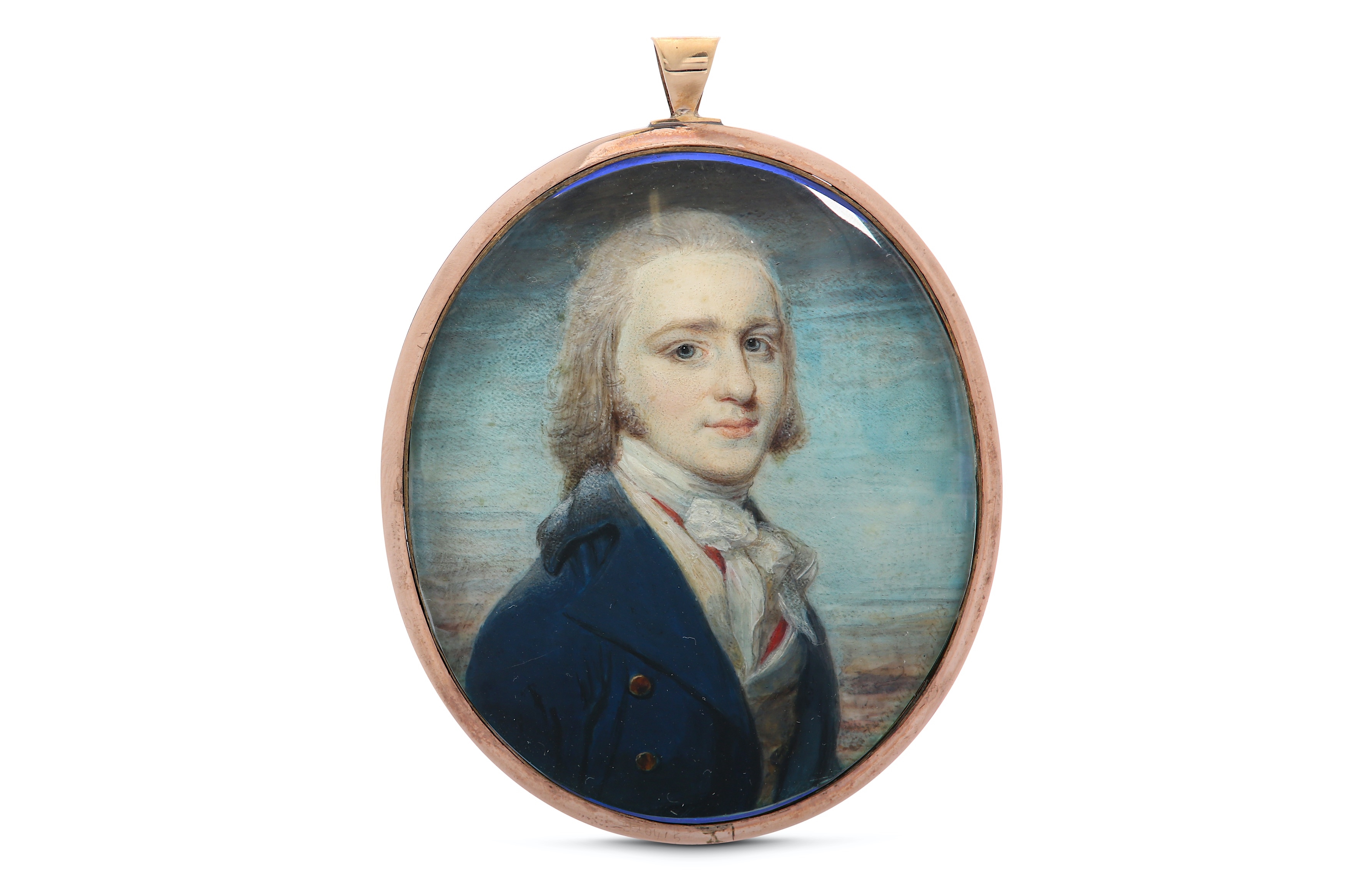 William Grimaldi | Portrait miniature of a Gentleman wearing a blue ...