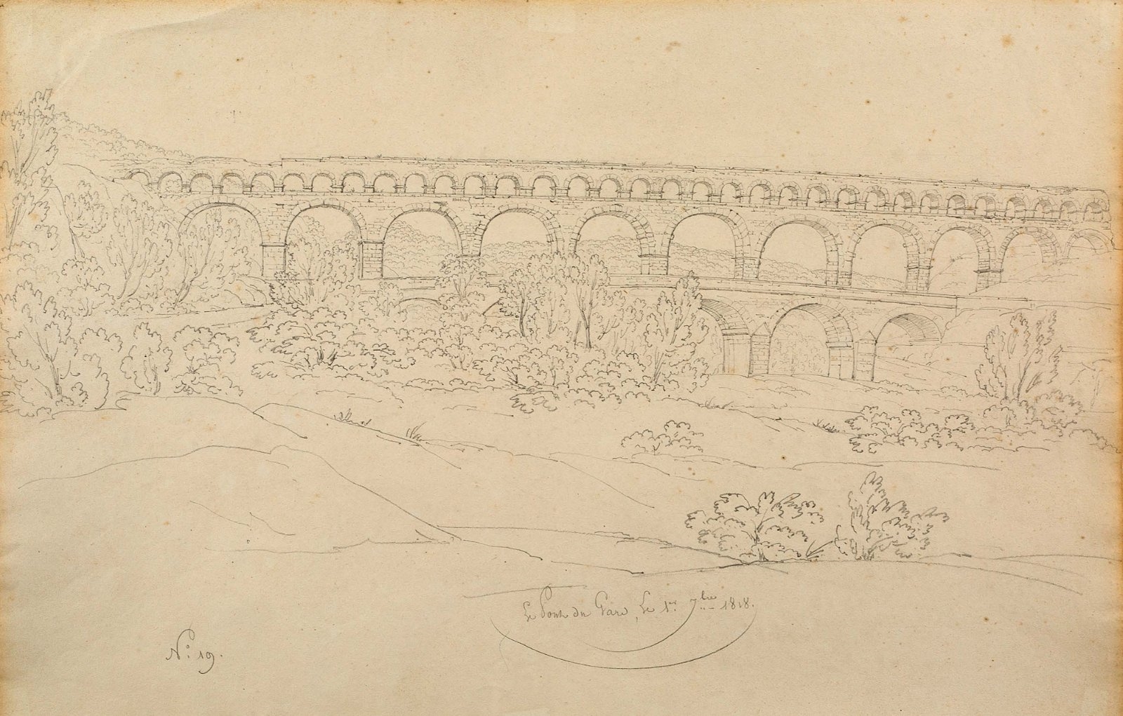 French School, 18th Century | Four drawings depicting monuments in the ...