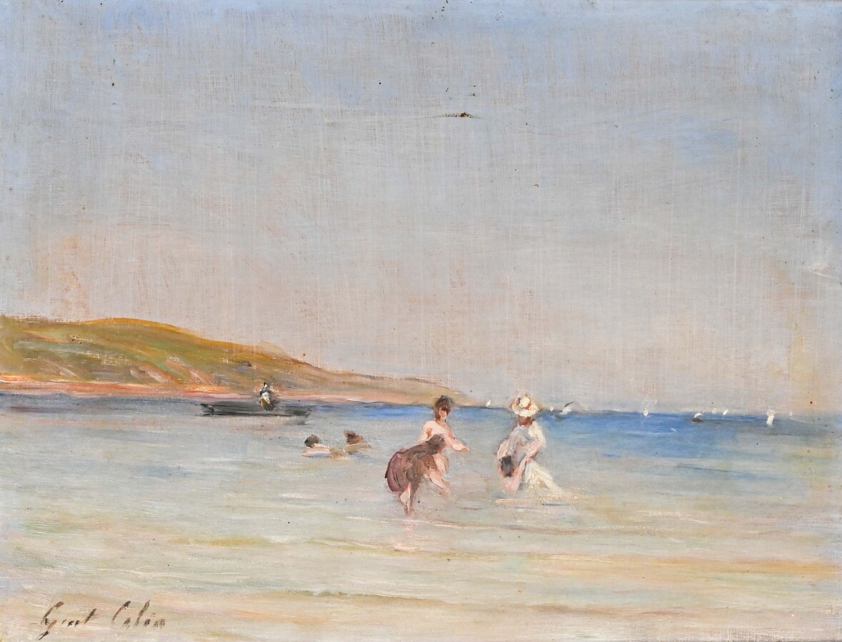 Gustave Colin | La plage des bains à Fontarrabie (1898) | MutualArt