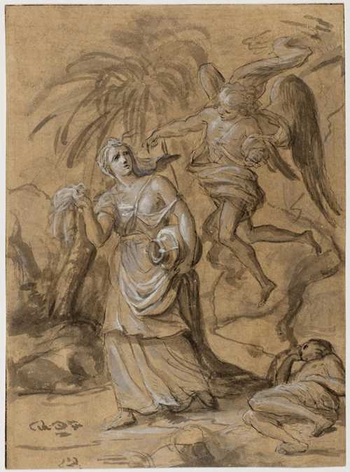 Roman School, 17th Century | The angel showing Hagar the well. | MutualArt