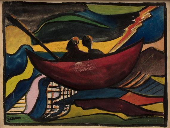 Ferdinand Desnos | Deux personnages sur une barque, composition | MutualArt