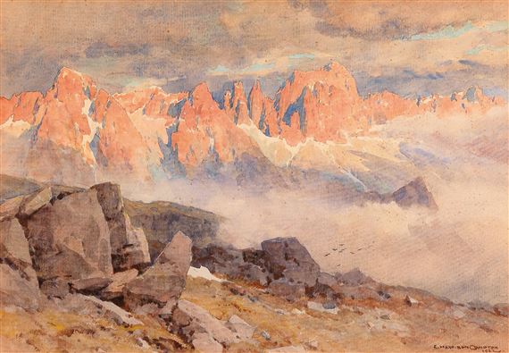 Edward Harrison Compton | in the South Tyrol at afterglow (1922 ...