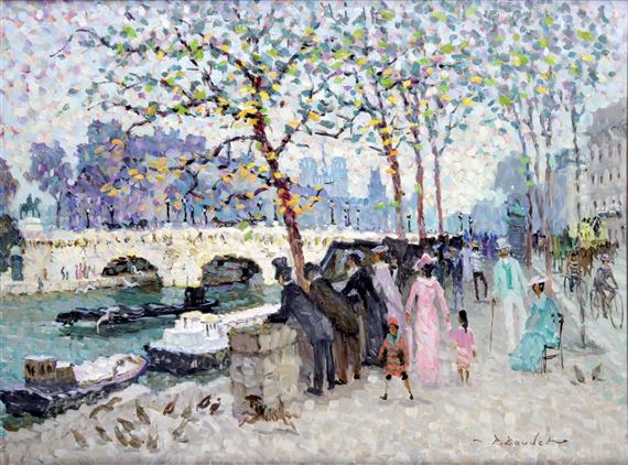 Pierre Boudet | The booksellers at Pont Neuf | MutualArt